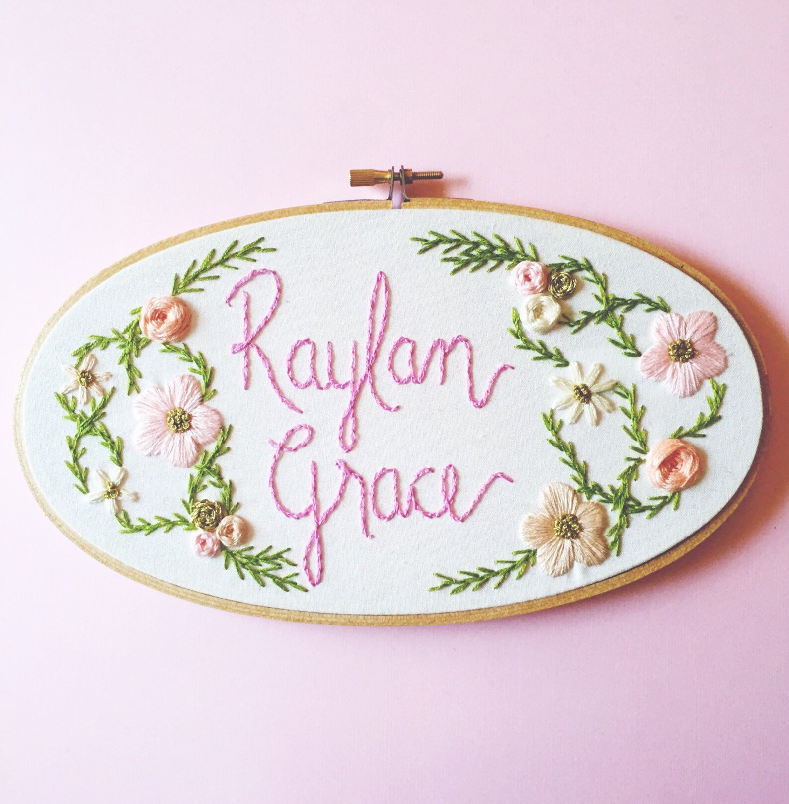 Custom Baby Name Embroidery Hoop. Floral Nursery Decor. Baby | Etsy