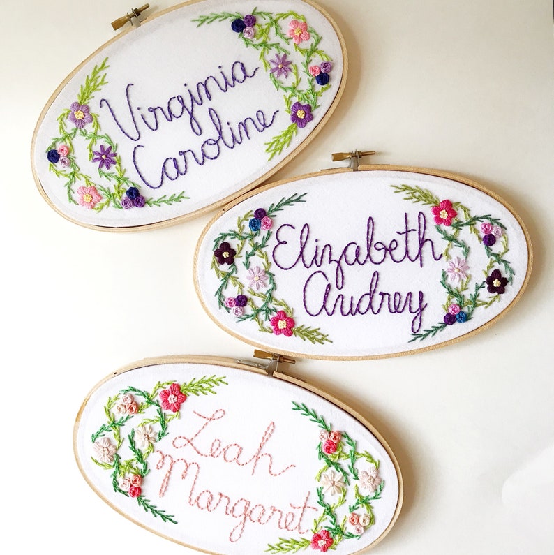 Personalized Baby Name Embroidery Nursery Sign Personalized - Etsy