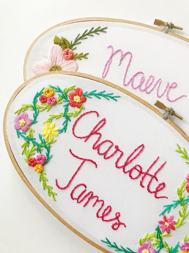 Custom Baby Name Embroidery Hoop. Floral Nursery Decor. Baby - Etsy