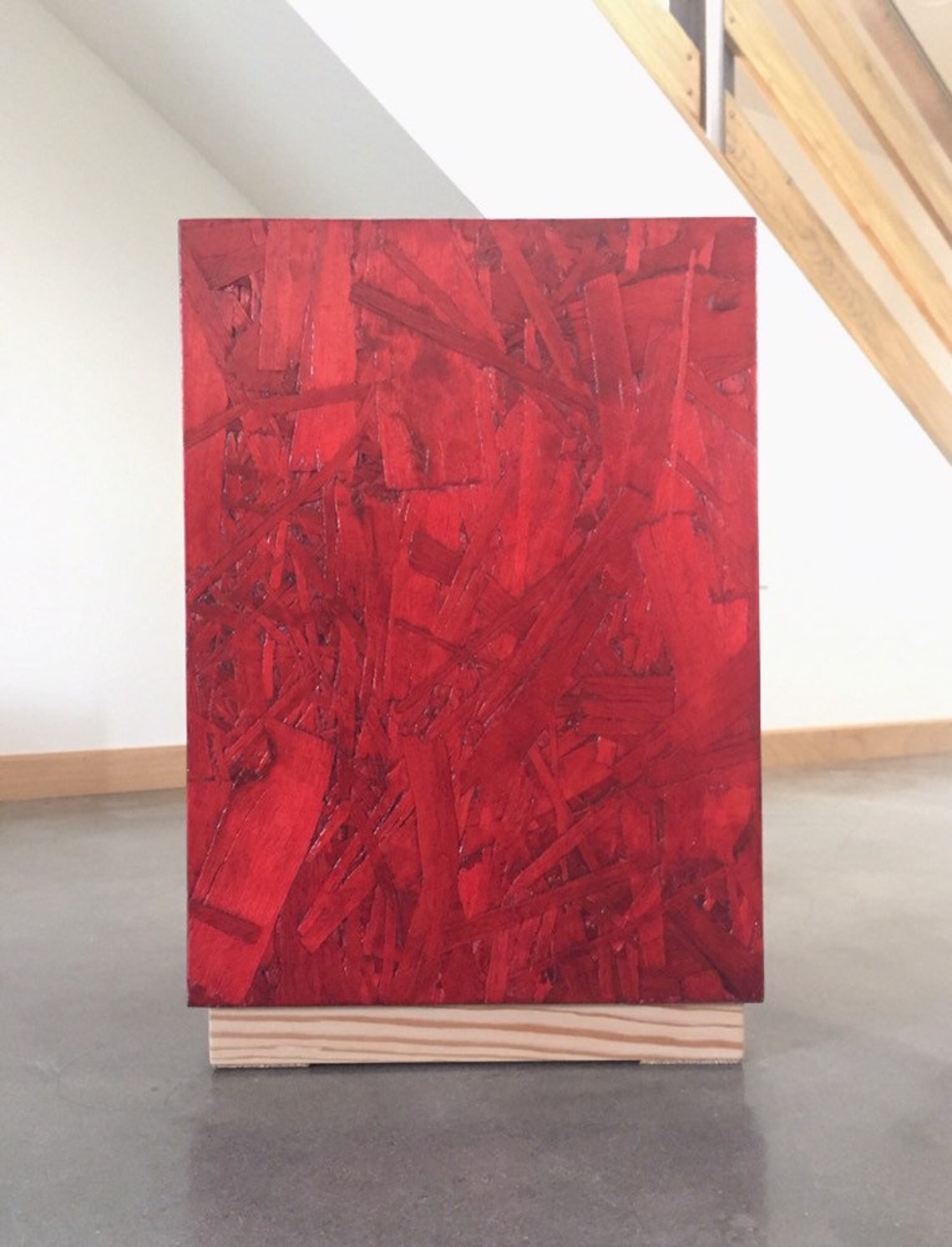 Pedestal 17h X 11.5sq. Red Tint OSB With Salvaged Wood Base, Called a ...