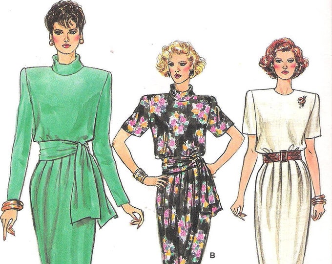 1980s Vogue 9342 Blouson Top Loose-fitting Dress Vintage Sewing Pattern ...