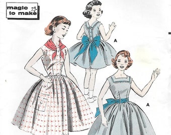 1960s Simplicity 3608 Girls Dirndl Jumper and Puffed Sleeve Blouse ...