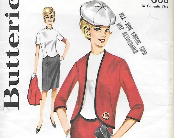 1960s Butterick 2568 Misses Suit With Slim Fit Skirt and Shaped Hem ...