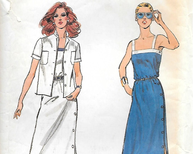 1980s Butterick 6290 Loose Fitting Dress Top and Skirt Vintage Sewing ...