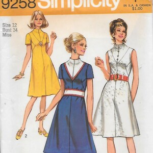 1970s Simplicity 9258 Misses V Yoke A Line Dress Vintage - Etsy