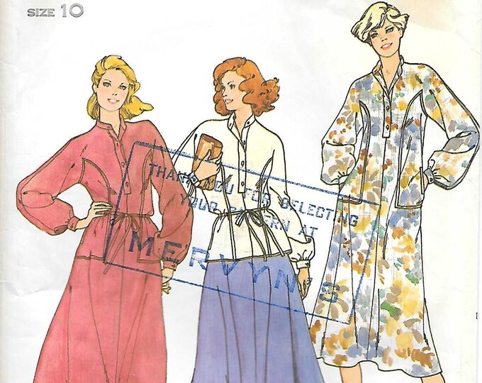 1980s Butterick 6290 Loose Fitting Dress Top and Skirt Vintage Sewing ...