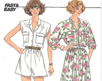 1980s Butterick 6290 Loose Fitting Dress Top and Skirt Vintage Sewing ...