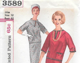 1960s Simplicity 7988 Sleeveless Bra Dress Vintage Sewing Pattern Size ...
