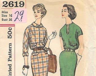 1950s Simplicity 4566 Fit and Flare Shirtwaist Dress With Short Jacket ...