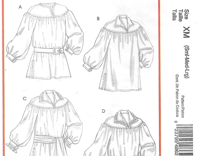 Poet Shirt and Sash Mccalls 4862 Sewing Pattern Sizes Small to Large ...