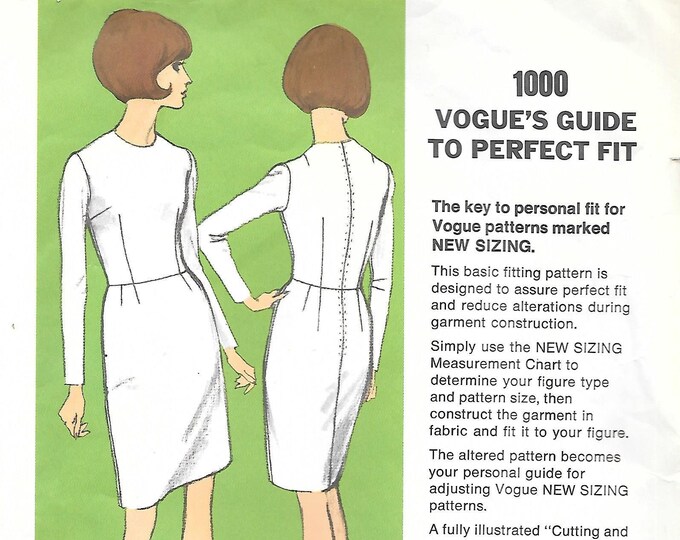 1960s Vogue 1000 Perfect Guide to Fit Sizing Pattern Vintage Sewing Pattern Size 8 Bust 31 1/2 ...