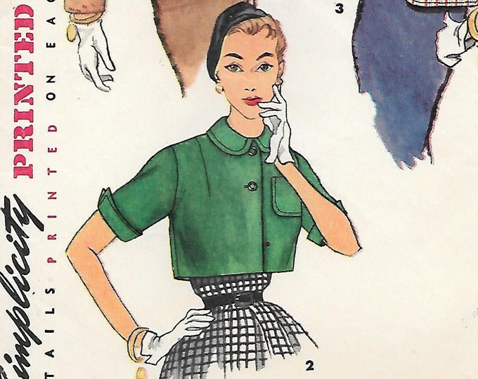 1950s Simplicity 1054 Vest and Jackets Sewing Pattern Size 12 Short ...