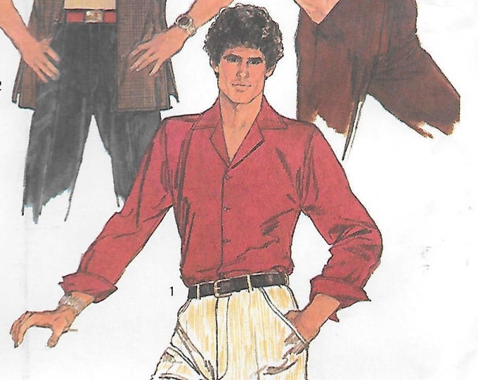 1980s Simplicity 6630 Mens Short and Long Sleeve Shirt Vintage Sewing ...