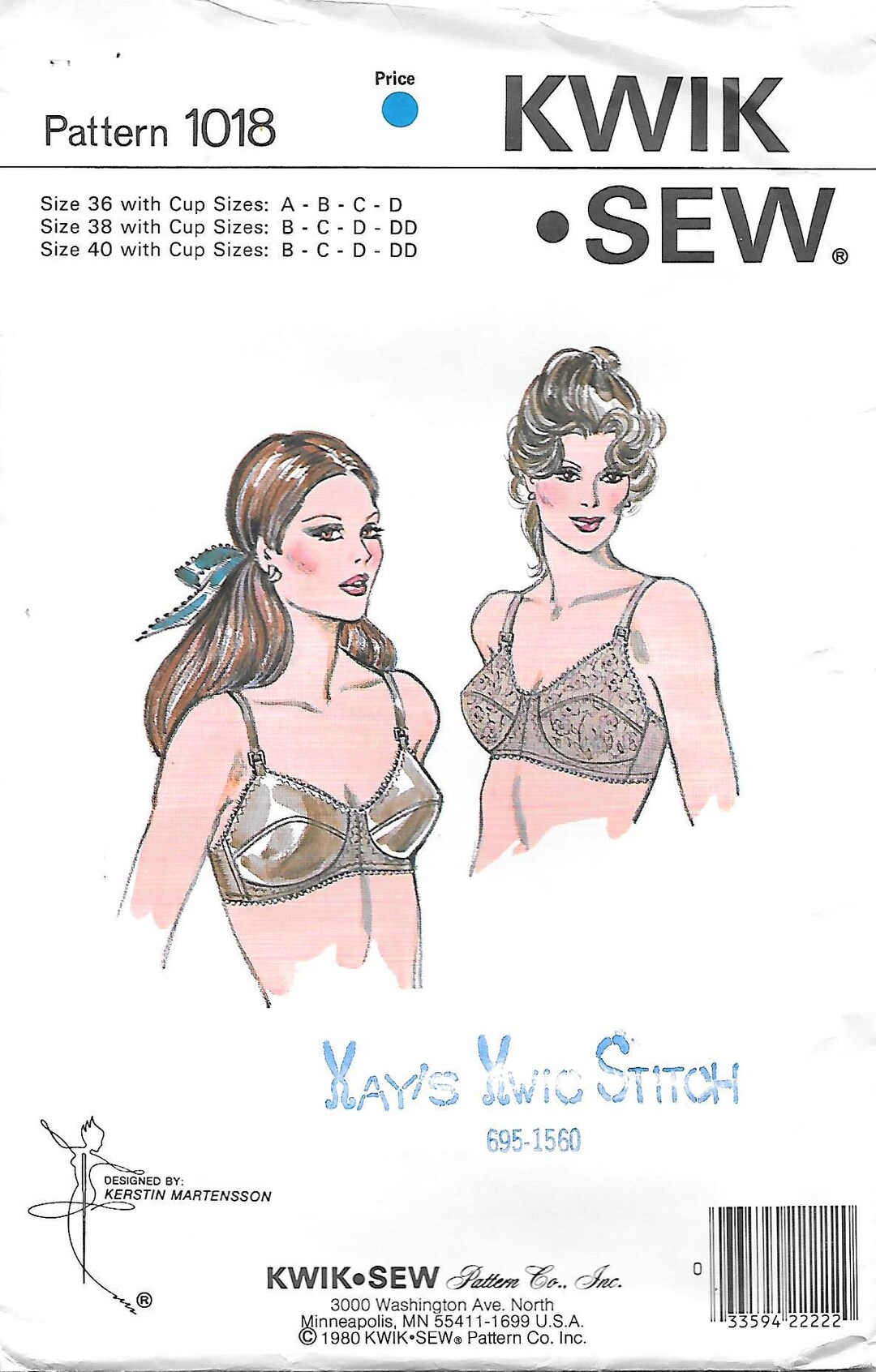 1980s Kwik Sew 1018 Bra Vintage Sewing Pattern Size 36 to 40 Cup A to DD Uncut - Etsy
