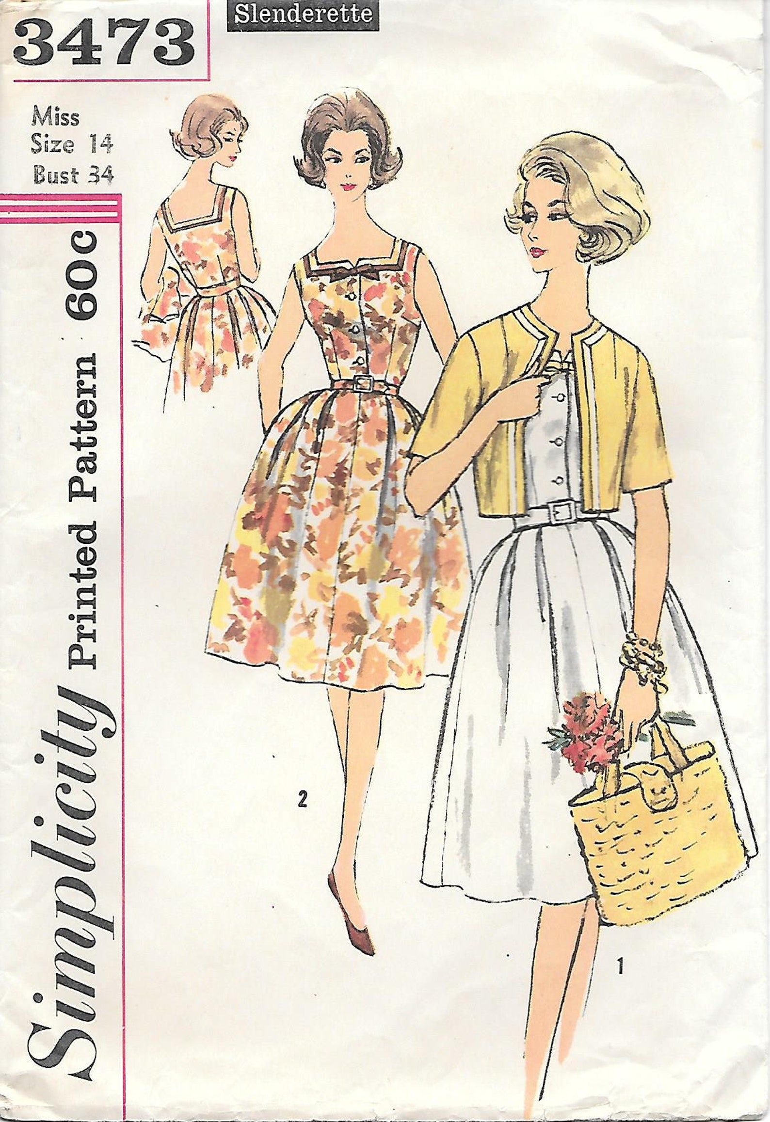1960s Simplicity 3473 Square Neck Sundress With Short Jacket Vintage ...