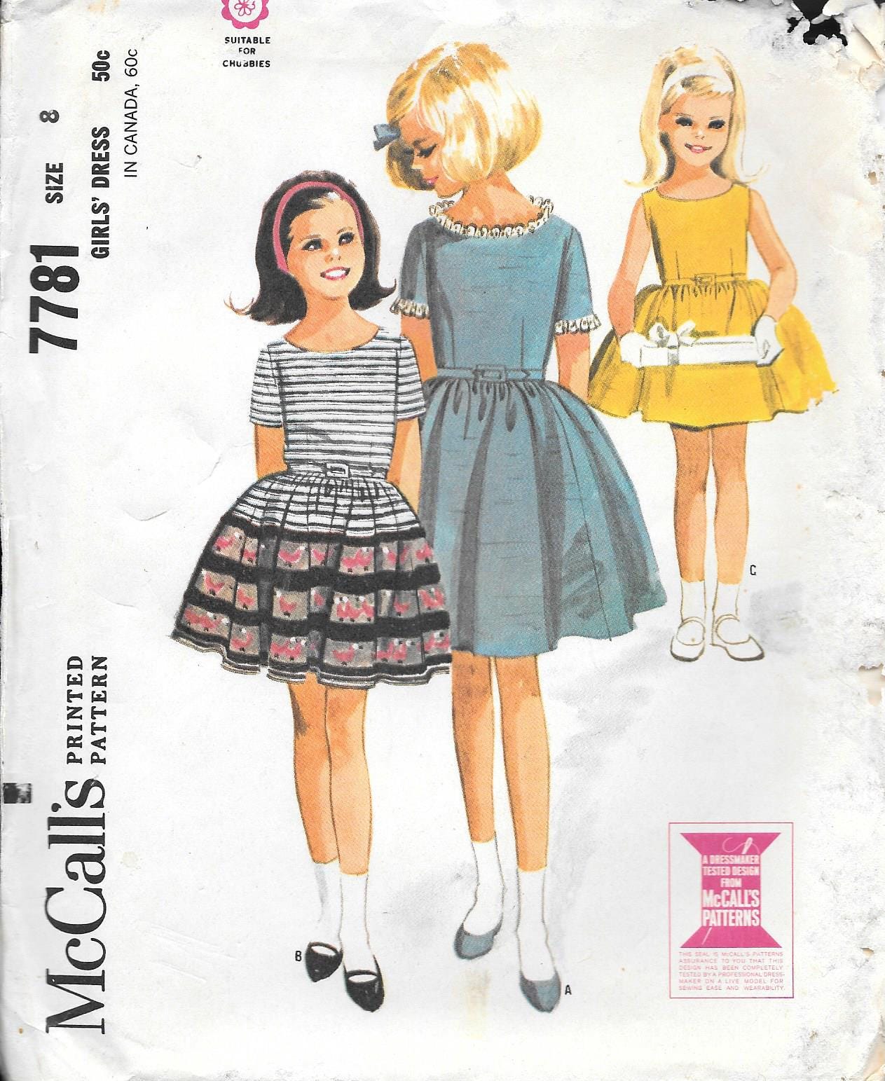 1960s Mccalls 7781 Girls Dress With Gathered Skirt Vintage Sewing ...