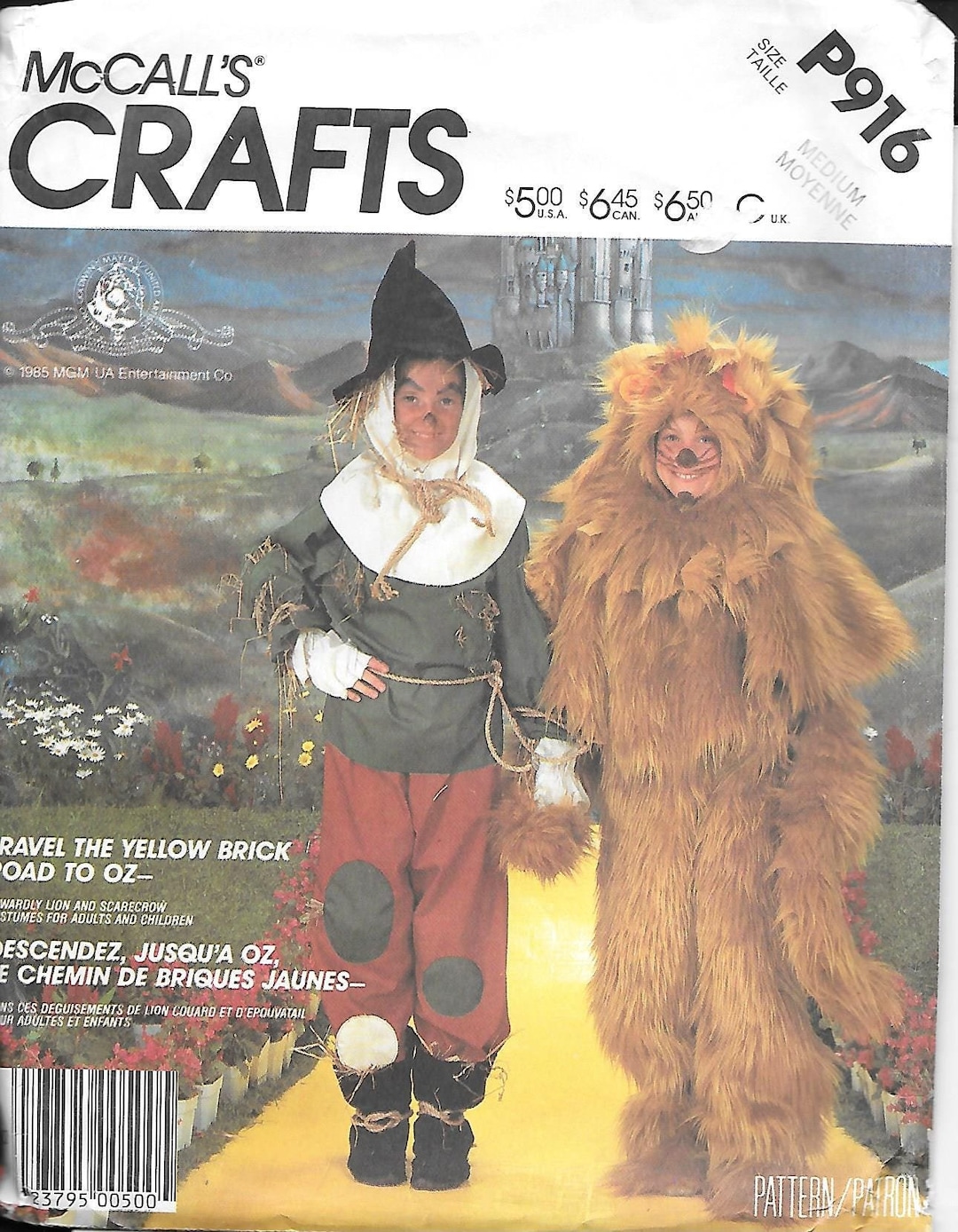 Scarecrow and Cowardly Lion Costumes Mccalls 2203/ P916 Sewing Pattern ...