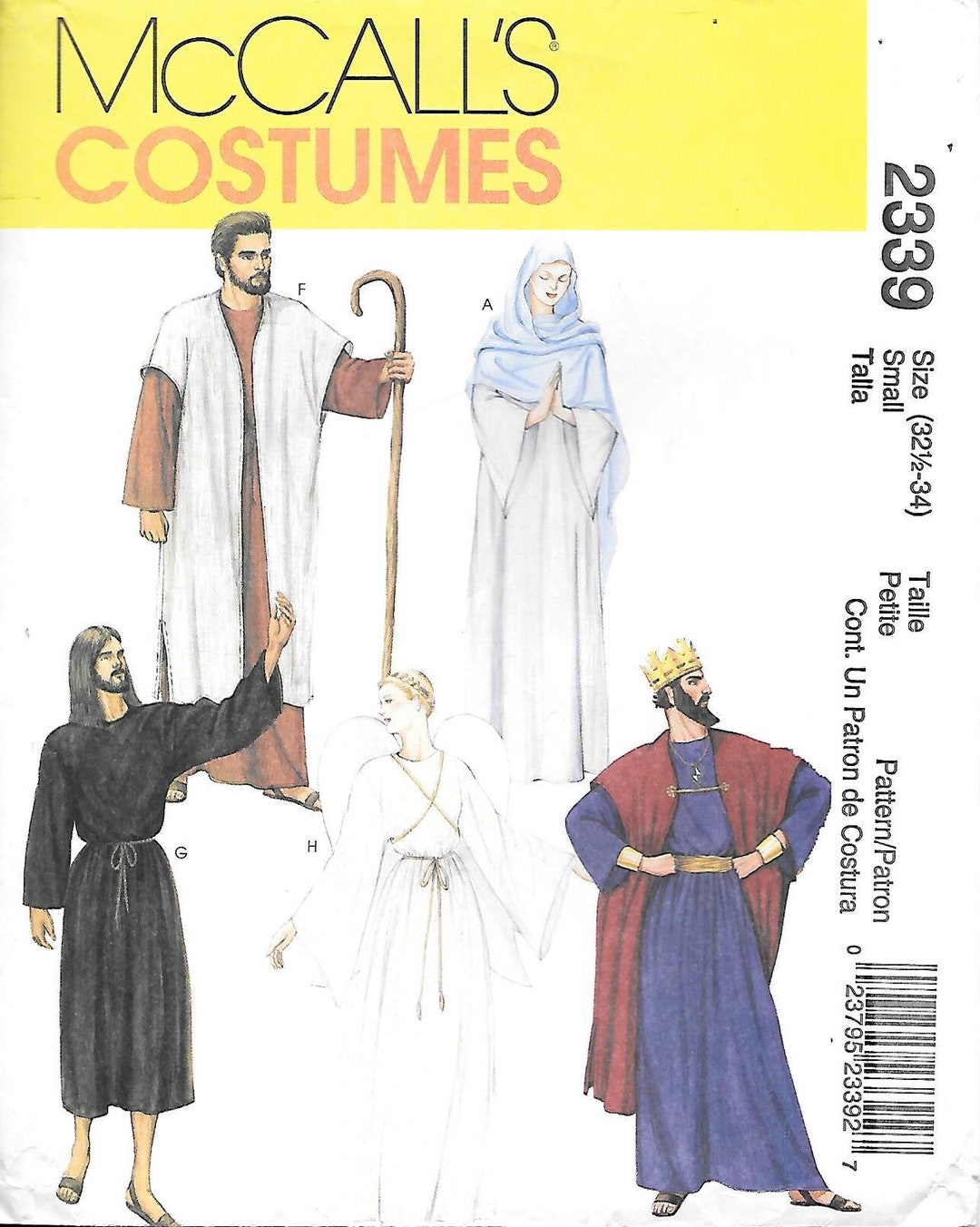 Nativity Costumes Mccalls 2339 Sewing Pattern Adult Chest/bust 32 1/2 ...