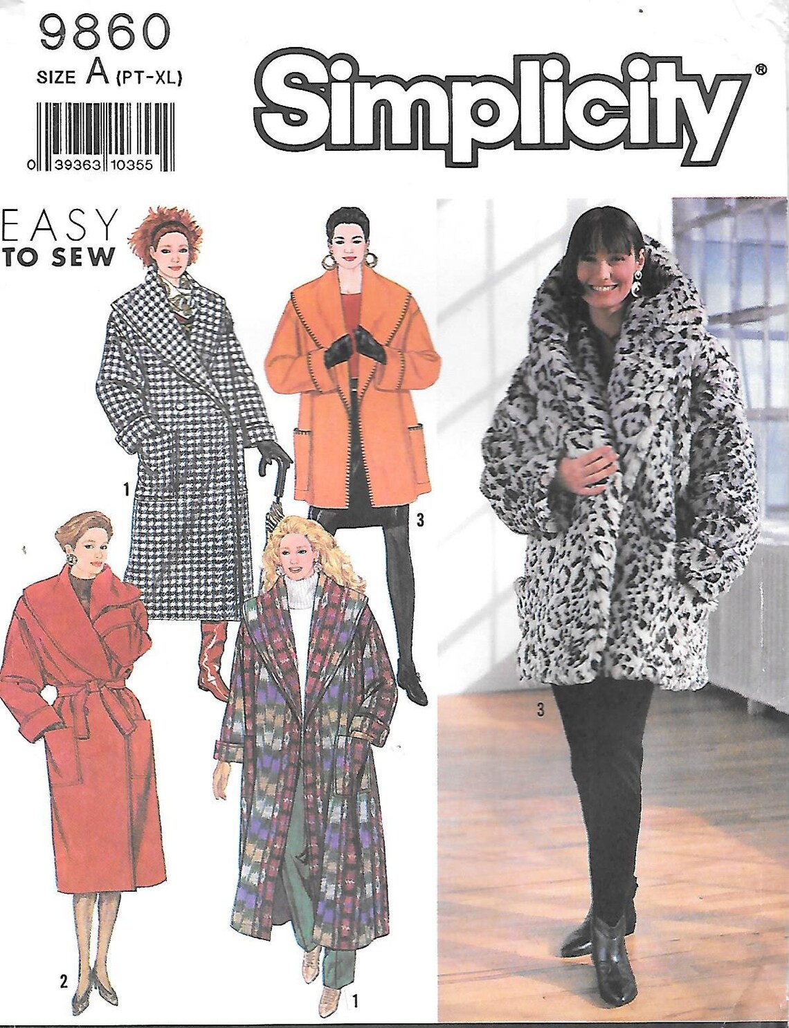 1990s Simplicity 9860 Shawl Collar Coat With Buttons or Belt - Etsy