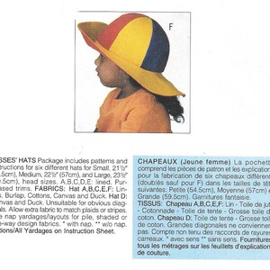 1990s Butterick 3875 Hats in All Sizes Sewing Pattern Head Sizes 21 1/2 ...