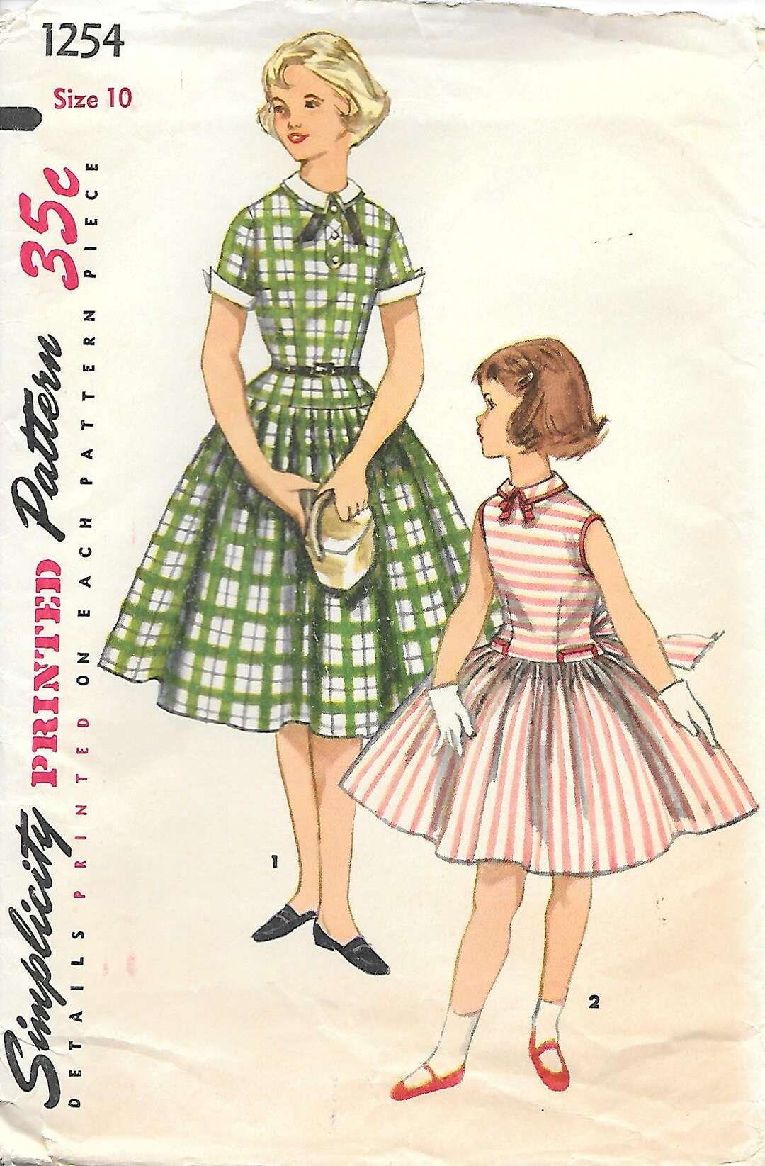 1950s Simplicity 1254 Girls Long Line Bodice Dress With Full Skirt ...