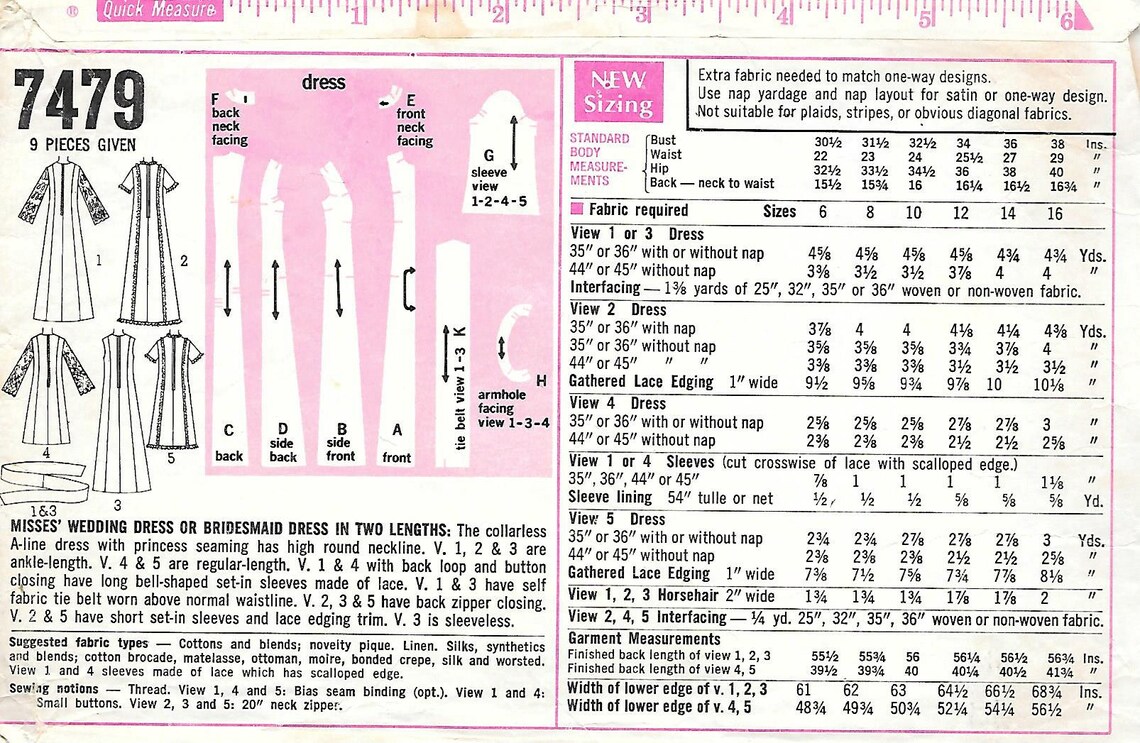 1960s Simplicity 7479 Princess Seam Wedding and Bridesmaid - Etsy