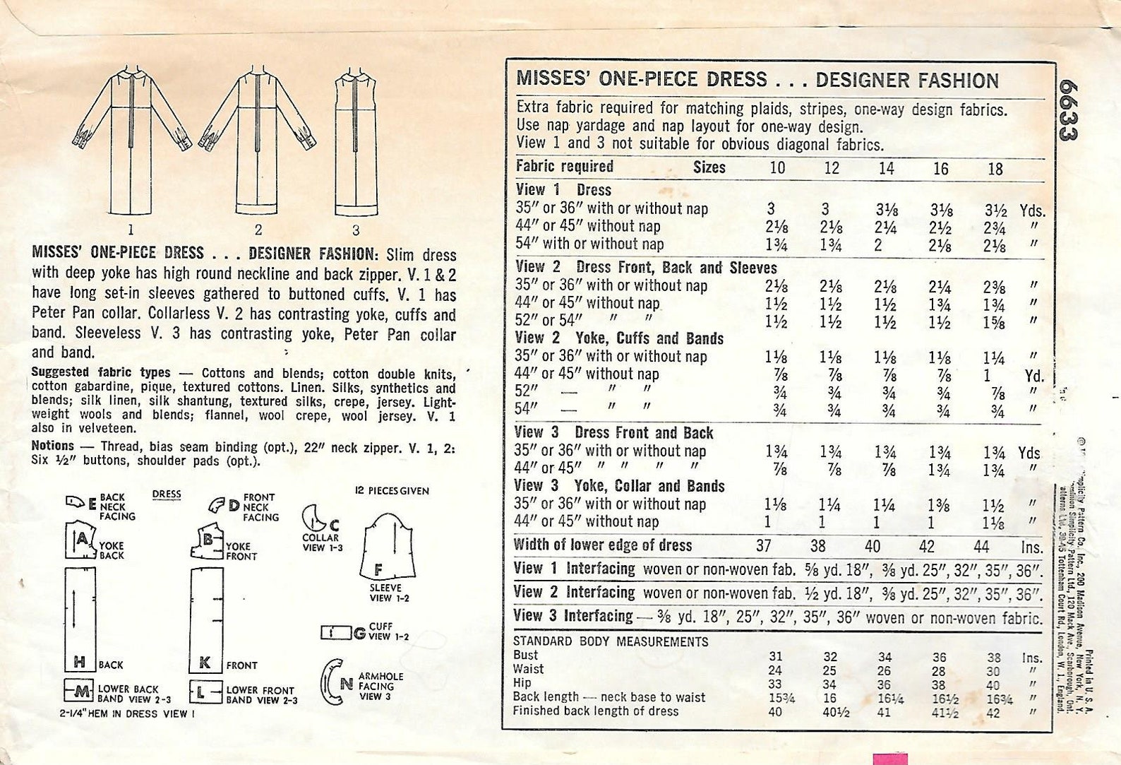 1960s Simplicity 6633 Misses Color Block Slim Line Dress Vintage Sewing ...
