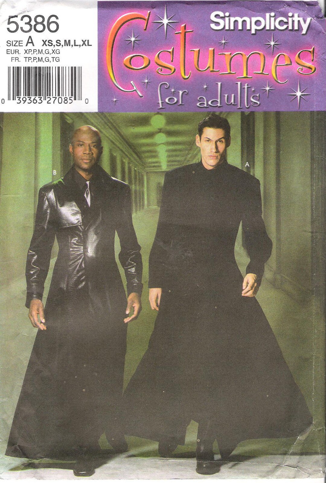 Adult Neo Matrix Duster Costume Simplicity 5386 Sewing Pattern Morpheus ...