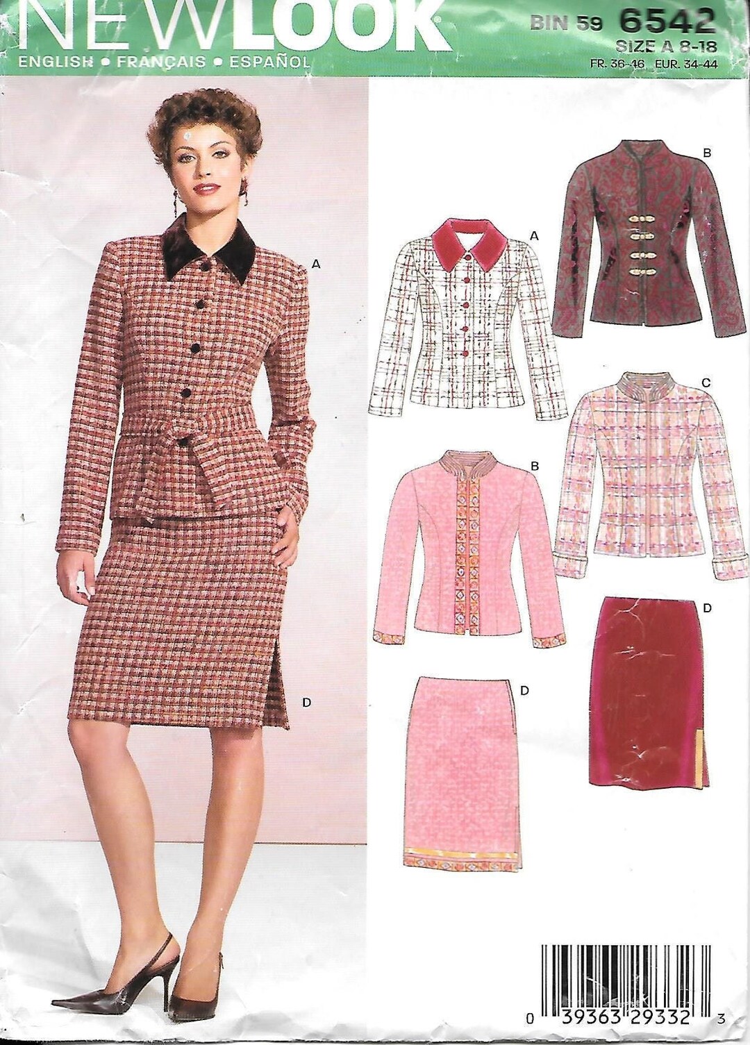 2005 New Look 6542 Misses Two Piece Suit Fitted Jacket With Mandarin ...