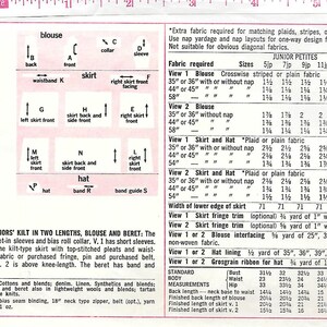 1960s Simplicity 7213 Kilt Beret and Bias Roll Collar Top Vintage ...