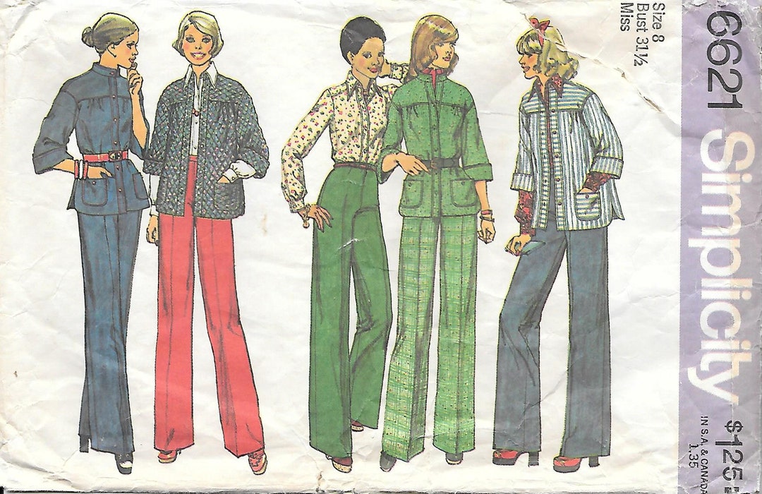 1970s Simplicity 6621 Tunic-style Jacket Shirt and Wide Leg Pants ...