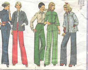 1970s Simplicity 6044 Misses Caftan or Tunic and Wide Leg Pants Vintage ...