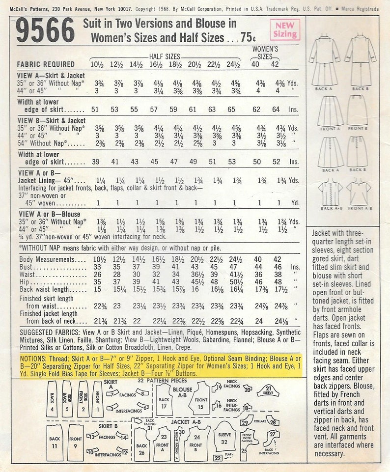 1960s Mccalls 9566 Mod Suit With Two Skirt Jacket and Blouse - Etsy