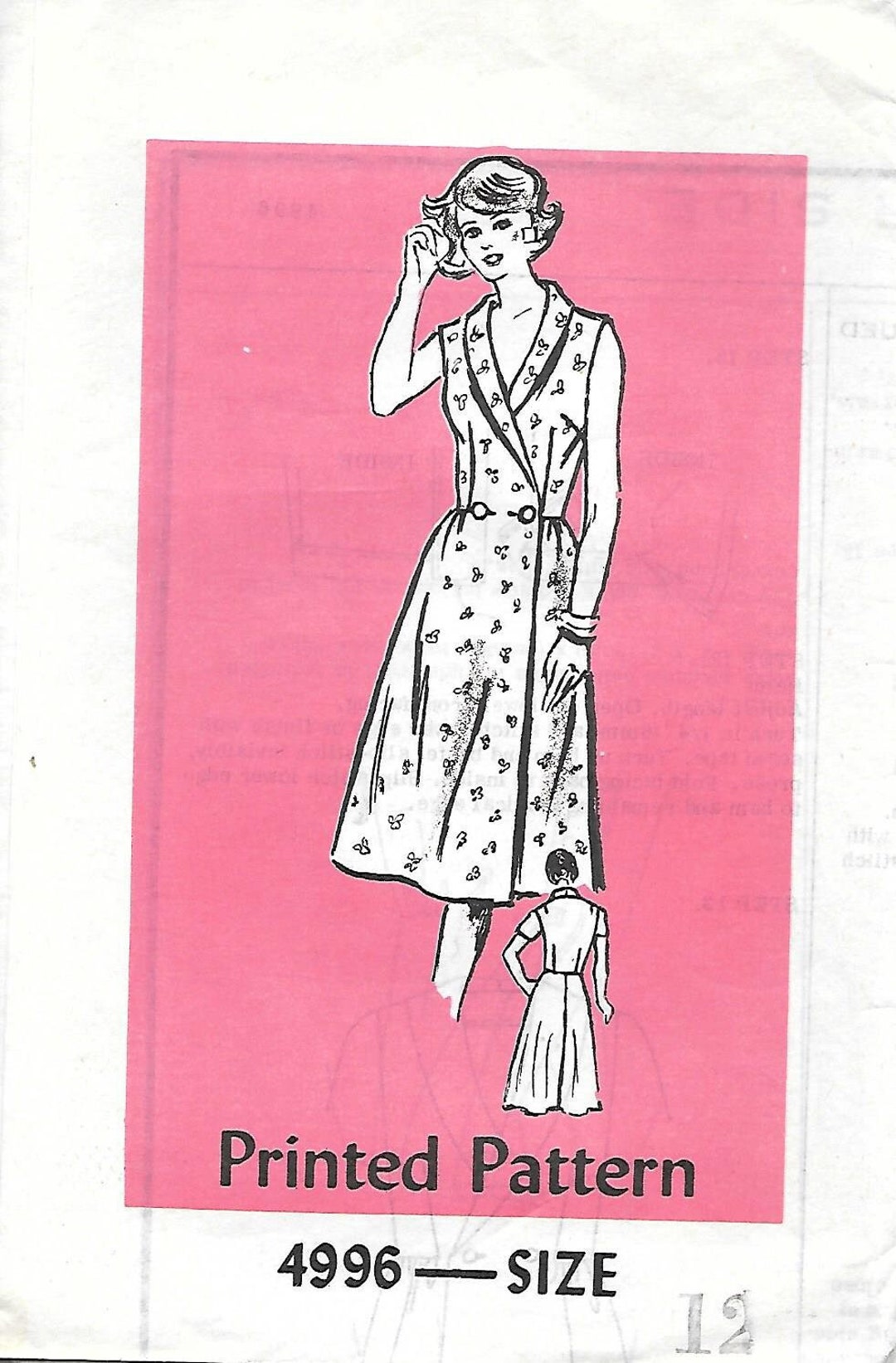 1970s Parade 4996 Front Wrap Dress With Shawl Collar Sleeveless or ...