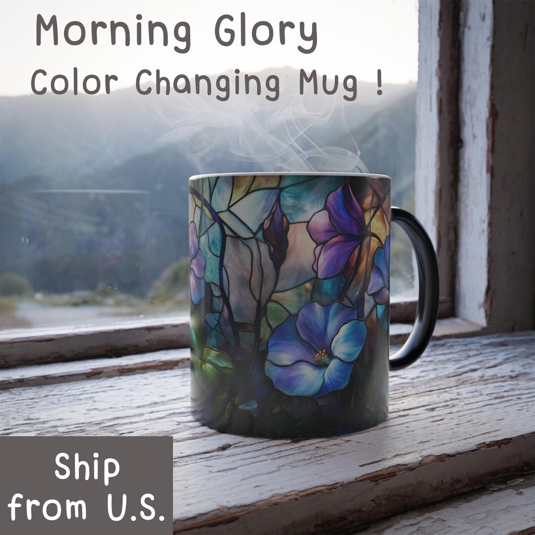 Stained Glass Morning Glory Magic Mug-heat Reveal Mug With Vibrant ...