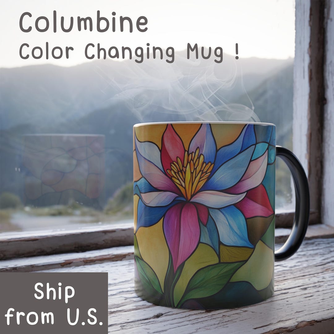 Stained Glass Columbine Magic Mug-heat Reveal Mug With Vibrant Floral ...