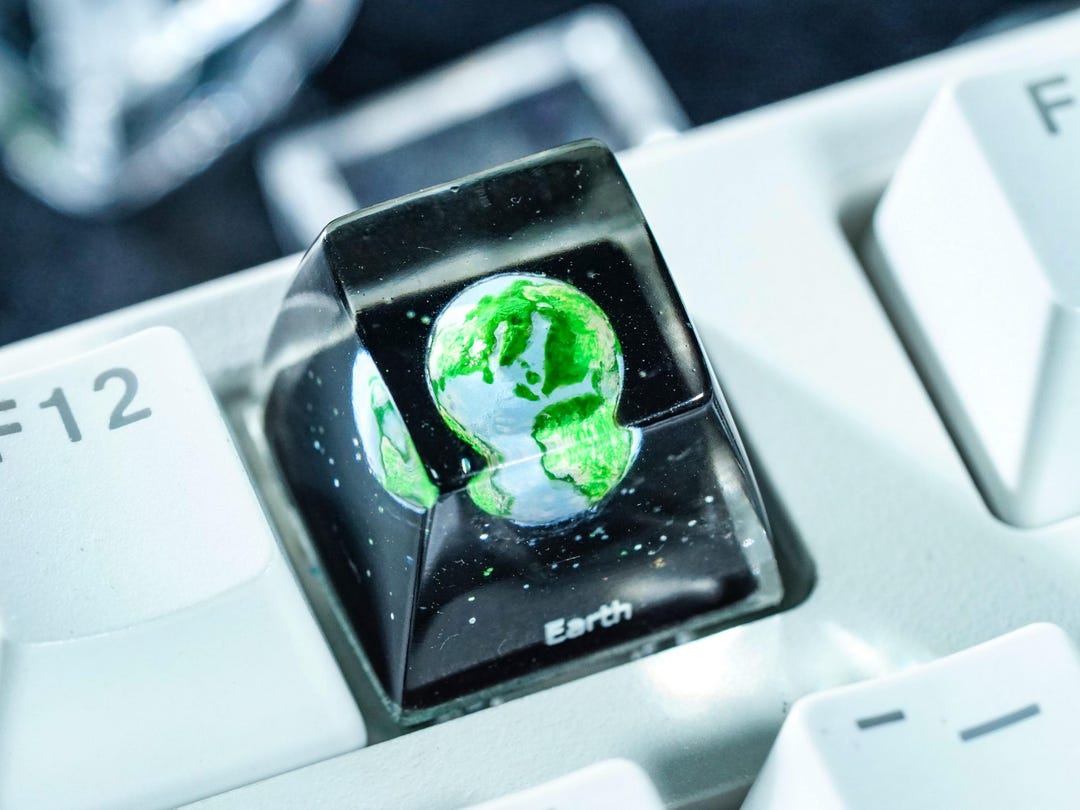 Custom EARTH Keycaps – Galaxy & Planet Resin Artisan Keycap Set for MX ...