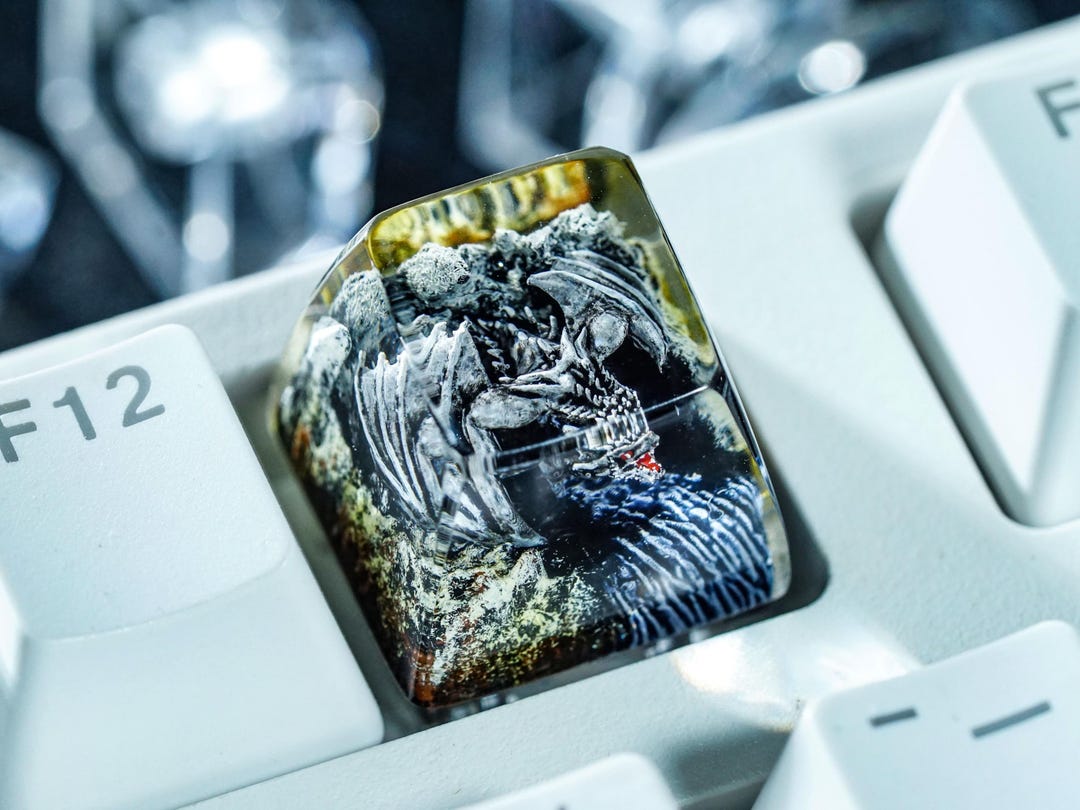 Handmade Dark Stone Dragon Keycap Set – Animal Resin Artisan Keycap for ...
