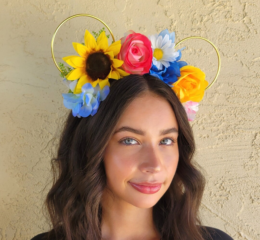 Sunflower Mickey Ears: Sunshine Flower Crown, Wire Headband - Etsy