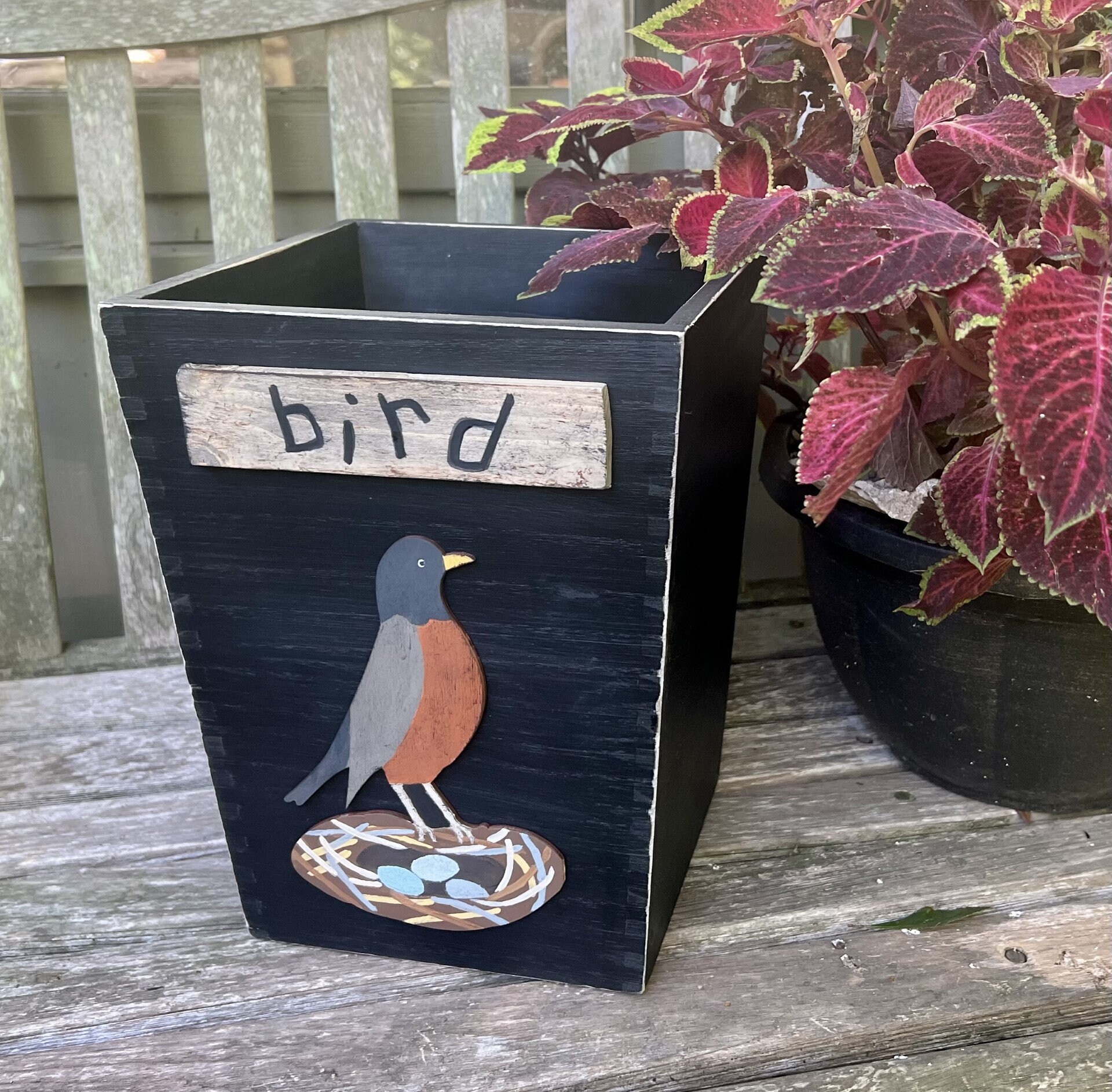 Hand Painted Spring Robin & Nest Wood Tissue Box Cover: Primitive Folk ...