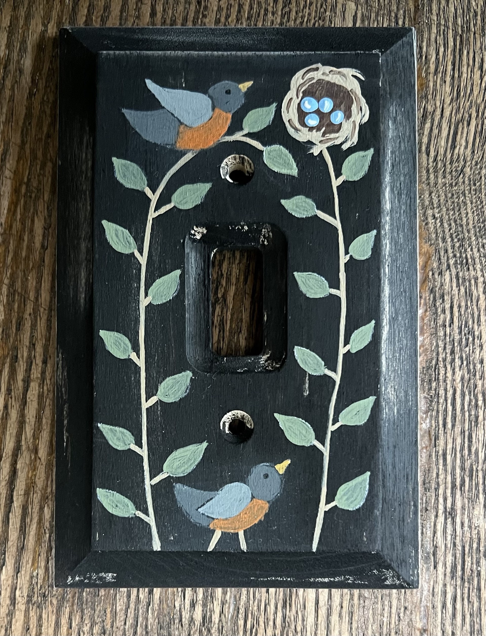 Hand Painted Spring Robin & Nest Wood Tissue Box Cover: Primitive Folk ...