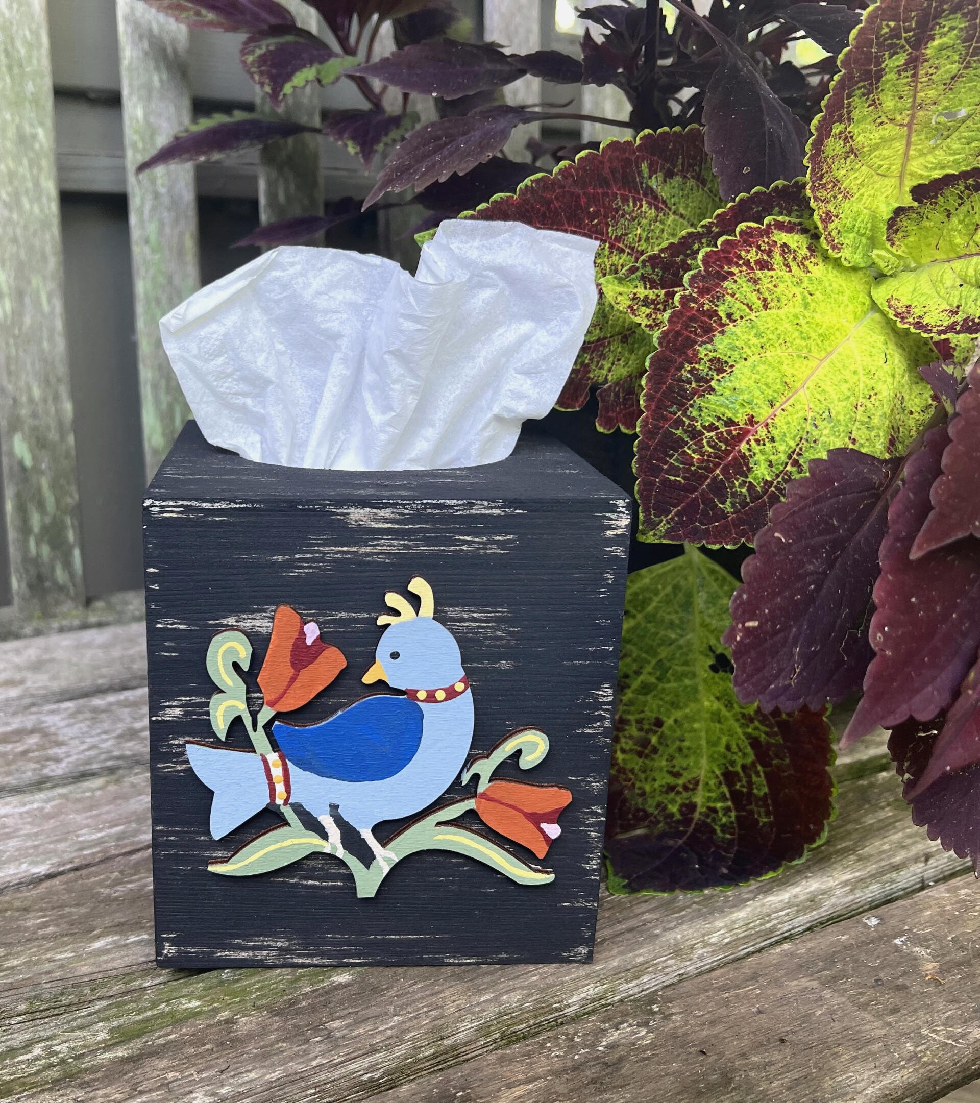 Hand Painted Spring Robin & Nest Wood Tissue Box Cover: Primitive Folk ...