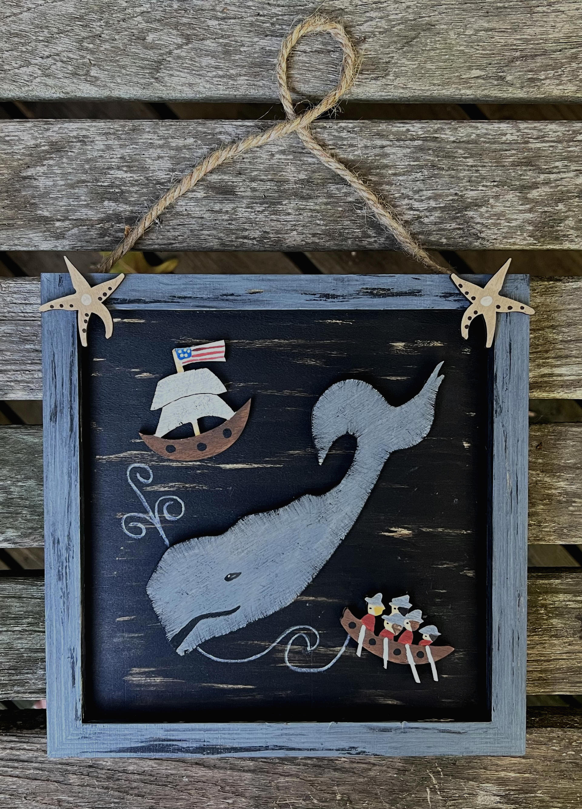PRIMITIVE SALTBOX HOUSES Painting/original Hand Painted Wood/sheep/moon ...