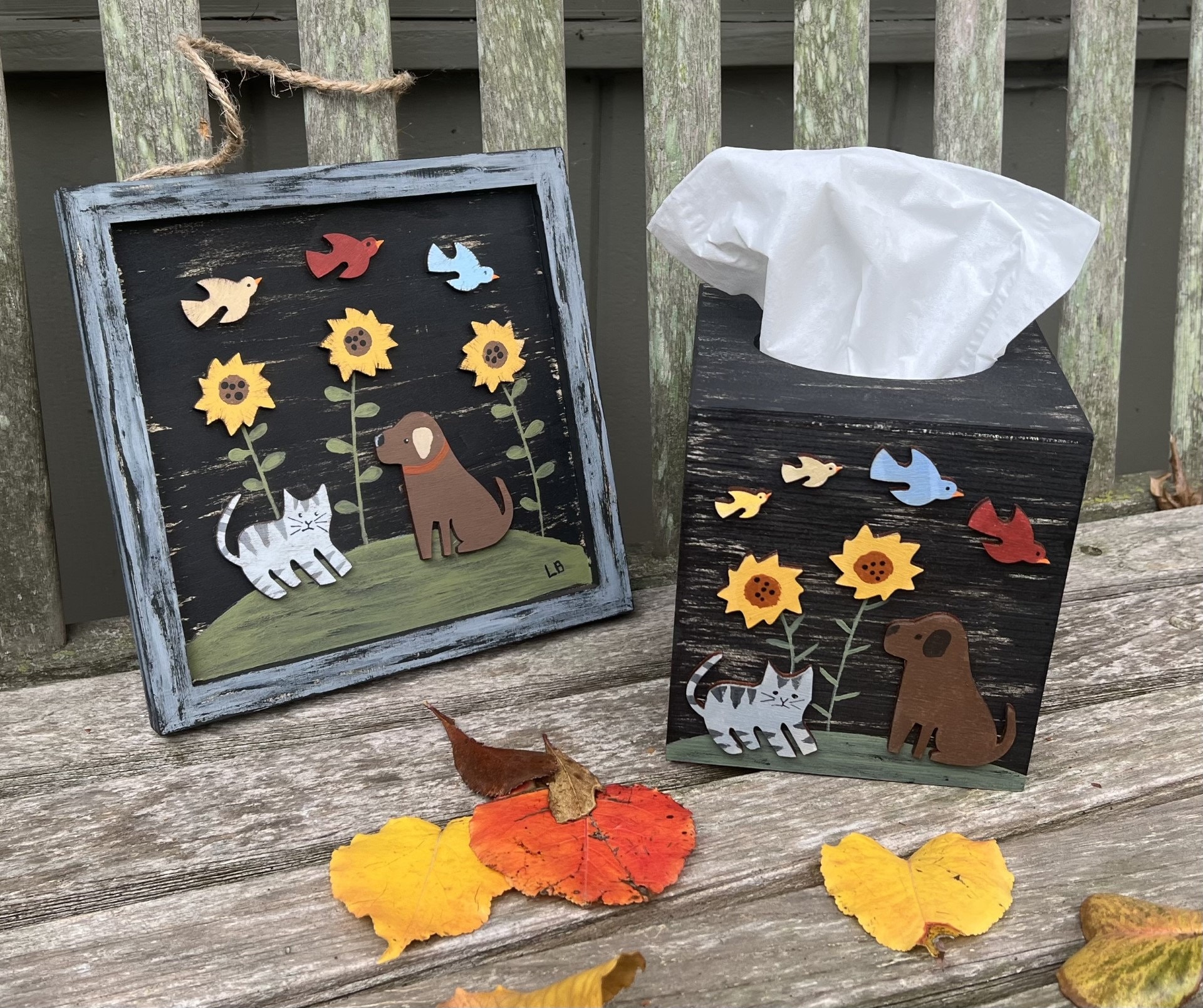 Rustic Log Cabin TISSUE BOX COVER Distressed Black/hand Painted Wood - Etsy