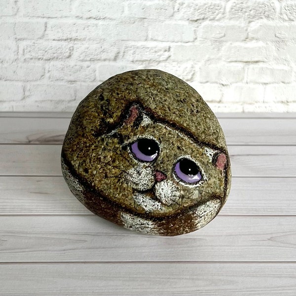 Painted Rock Cat - Etsy