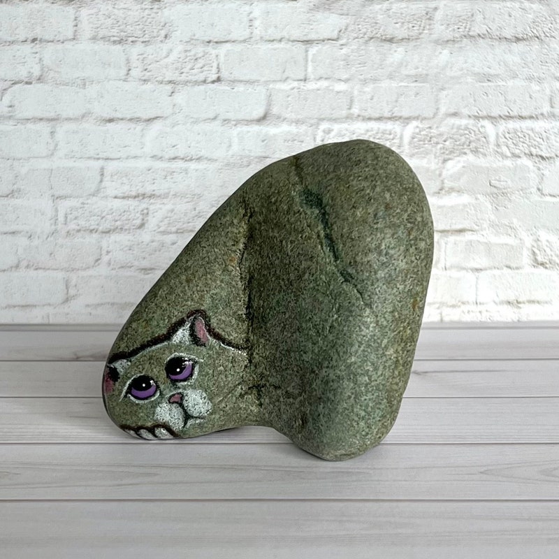 Painted Rock Cat - Etsy