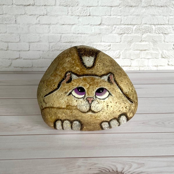 Painted Rock Cat - Etsy