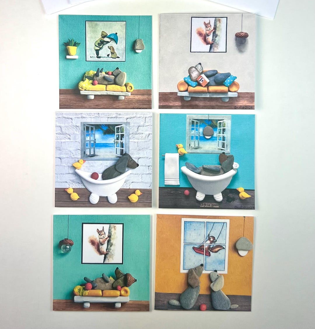 Six 3X3 Blank Note Cards, Humorous 3X3 Dog Cards, Tiny Animal Notecards ...