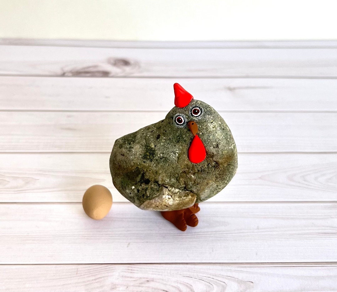 Hand Painted Natural Rock, Rock Hen. Painted Stone. Pebble Art - Etsy