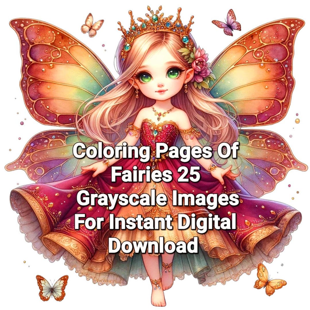 Coloring Pages of Fairies 25 Grayscale Images Instant Download ...